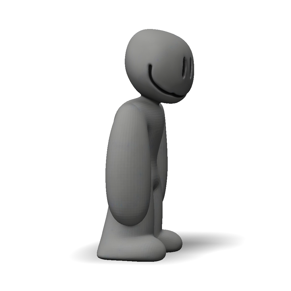 3D Model: gray stylized humanoid character with simple limb shapes