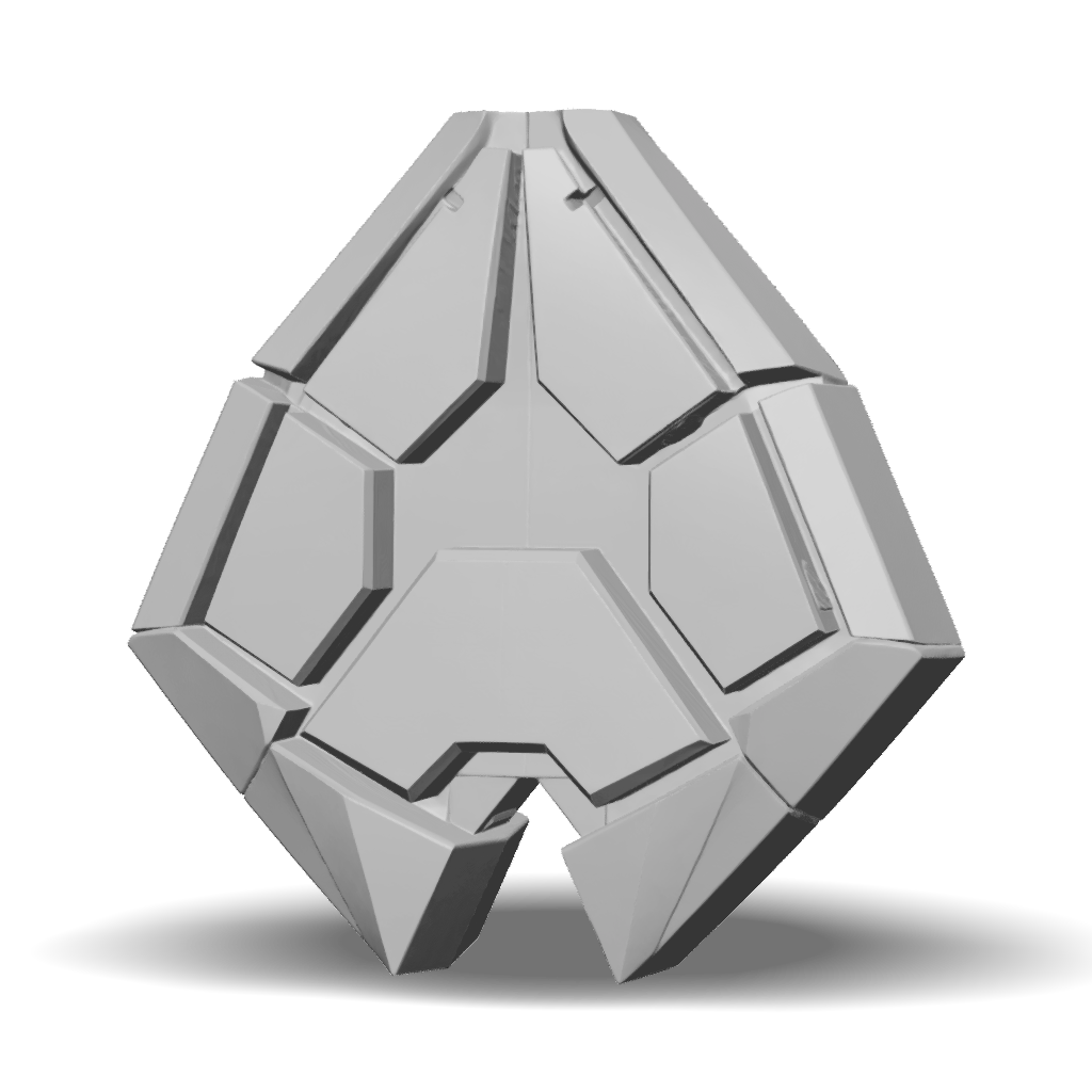 3D Model: polygonal shield floating in a dark sci fi environment with ...