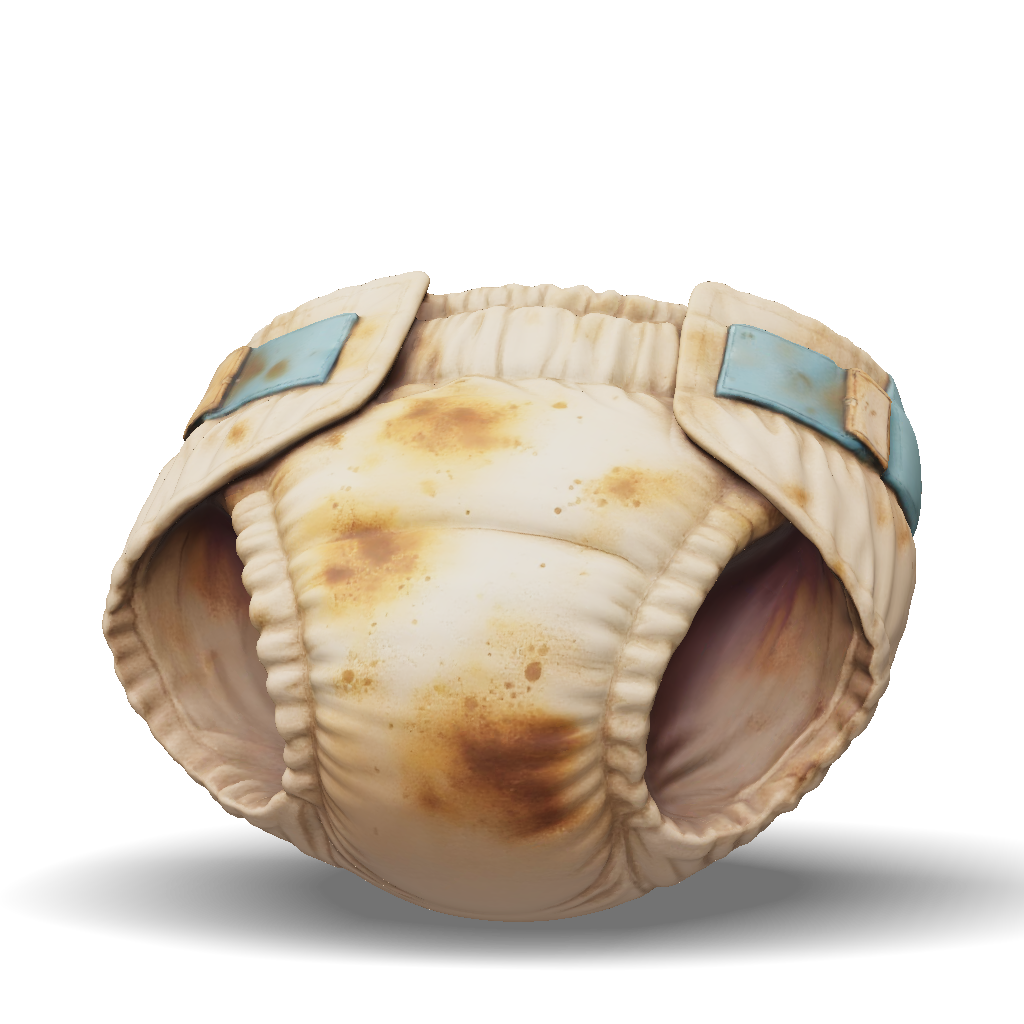 3D Model: beige diaper with blue fasteners stained texture realistic ...